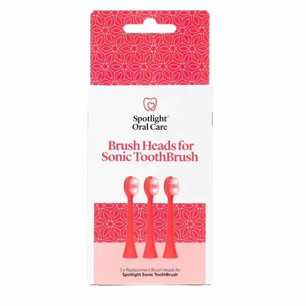 Spotlight Oral Care Sonic Toothbrush Pink Replacement Heads 3 Pack ...