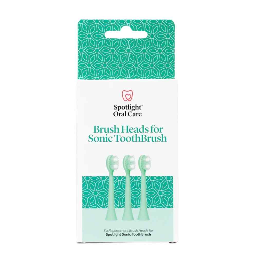 Spotlight Oral Care Sonic Toothbrush Green Replacement Heads 3 Pack ...