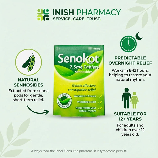 Senokot Sennosides 7.5mg Tablets | Constipation Relief – Inish Pharmacy