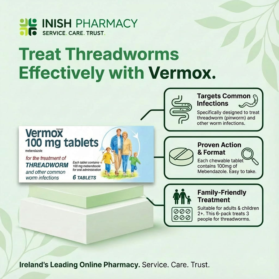 Vermox 100mg (Mebendazole) | Human Worm Tablets for Adults & Kids ...